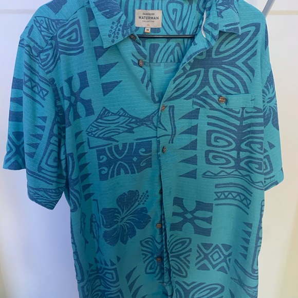Quiksilver | Shirts | Mens Teal Aloha Shirt | Poshmark